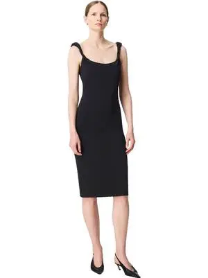 Another Tomorrow Twist Bias Dress - Black