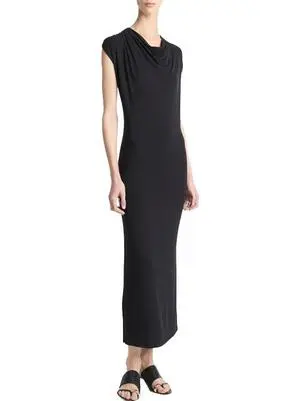 VINCE Cowl Neck Cap Sleeve Maxi Dress