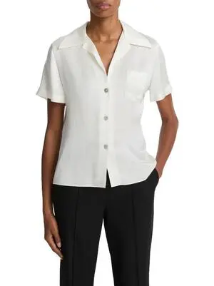 Vince Short Sleeve Silk Shirt - Off White