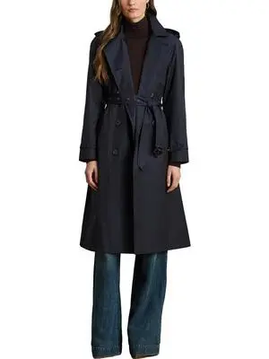 Ralph Lauren Double-Breasted Cotton-Blend Trench Coat Dark Navy