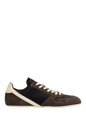 Rick Owens Minimal Mixed Leather Low-top Sneakers - Brown