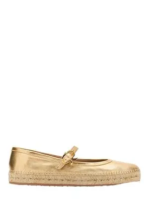 GIANVITO ROSSI Metallic Leather Mary Jane Espadrilles - Mekong