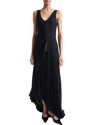 JASON WU Wool Chiffon Asymmetric Gown With Train - Black