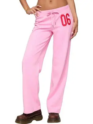 EDIKTED 06 Wide Leg Drawstring Sweatpants - Pink