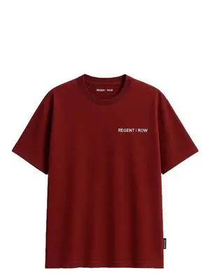 REGENT ROW Men’s Organic Cotton T-shirt Navy Blue | Classic Crew Neck Short Sleeve Tee With Logo Maroon