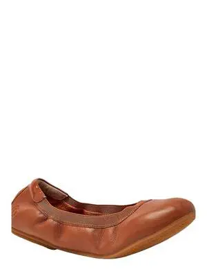 LANDS' END Comfort Elastic Slip-on Ballet Flats - Cognac