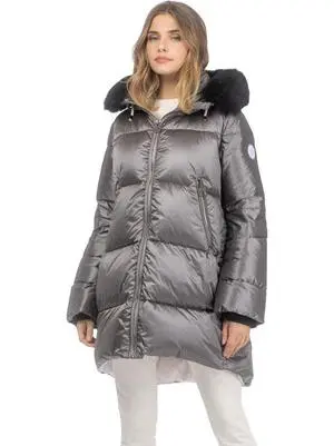 Gorski Après-ski Horizontal Jacket With Detachable Shearling Hood Trim - Greige/black