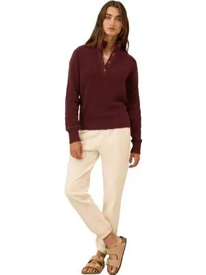 PACT Luxe Knit Henley Sweater - Ruby Heather