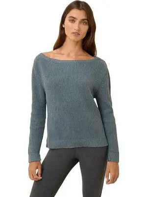 PACT Luxe Knit Boatneck Sweater - River Rock Heather