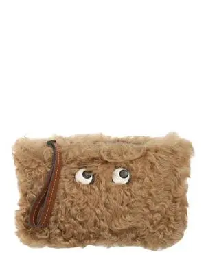 ANYA HINDMARCH Eyes Shearling Clutch - Taupe