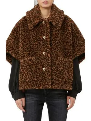 Max Mara Leopard Print Teddy Bear Cape - Dark Beige