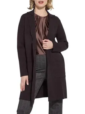 Lyssé Lina Glen Plaid Jacquard Sweater Coat - Double Espresso Black