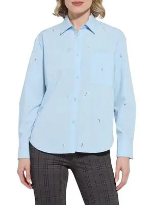 Lyssé Skye Crystal Embellished Button-up Shirt - Blue Belle