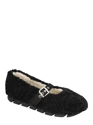 Mia Kayti Faux Shearling Mary Jane Flat - Black