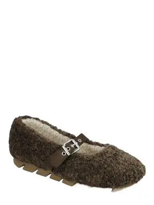 Mia Kayti Faux Shearling Mary Jane Flat - Chocolate