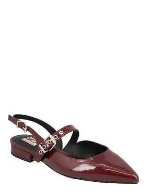 Mia Pointed Toe Slingback Flats - Burgundy