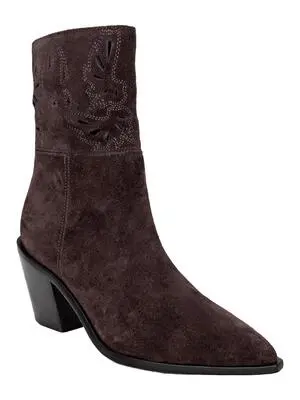 L'Agence Anne Western Boots - Dark Brown Suede