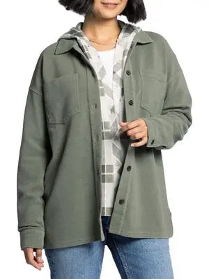 THREAD & SUPPLY Cotton-blend Oversized Shirt Jacket - Dusty Olive