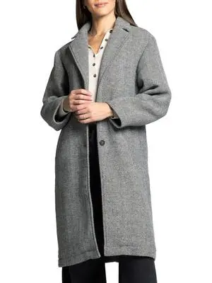 THREAD & SUPPLY Catalina Herringbone Longline Coat - Charcoal Melange