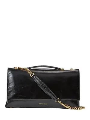 Veronica Beard Small Crinkle Leather Wedge Bag - Black