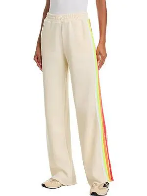 Aviator Nation Side Stripe Wide Leg Pants - Vintage White Neon