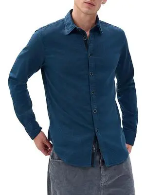 Rag & Bone Tomlin Stretch Dobby Button Down Shirt - Washed Blue
