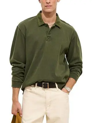 ALEX MILL Garment Dyed Rugby Shirt Flight Green