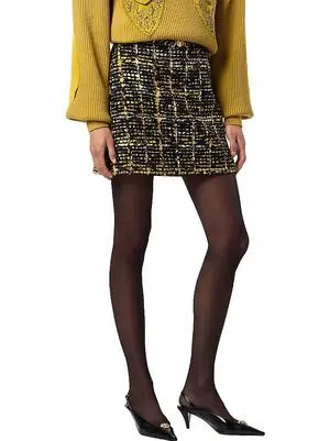 Versace Tweed Mini Skirt Black Gold