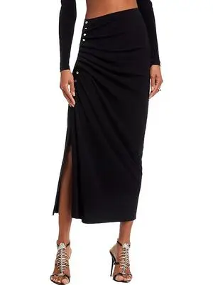 Rabanne Gathered Long Skirt - Black