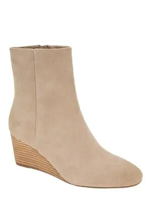 KENNETH COLE Nash Suede Wedge Booties - Mushroom Suede