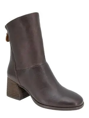 KENNETH COLE Saranac Leather Booties - Chocolate