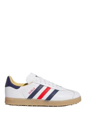 Adidas Gazelle Leather Spikeless Golf Shoes - Cloud White / Dark Blue / Red