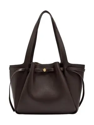 Tory Burch Grained Leather Tote Bag - Dark Brown
