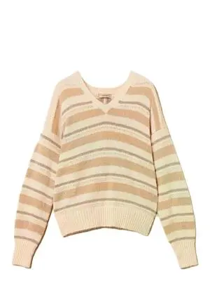 TWINSET Striped V-neck Sweater - Neutrals