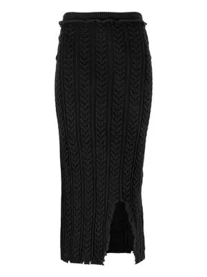 LANEUS Knitted Midi Skirt - Black