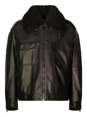 Dolce & Gabbana Zip-up Leather Jacket - Black