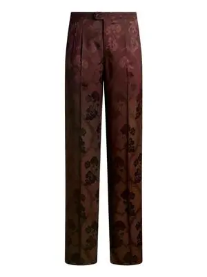 Etro Jacquard Floral Trousers - Red