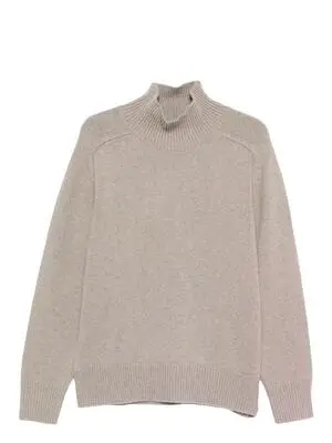 Soft Goat Funnel-neck Sweater - Neutrals