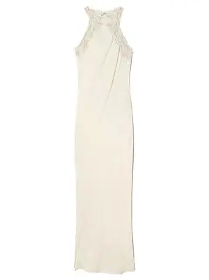 TWINSET Lace-embellished Satin Gown - White