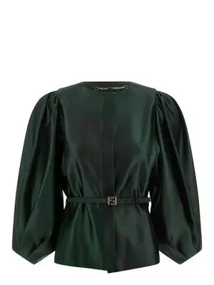 Fendi Balloon-sleeve Belted Blazer - Green