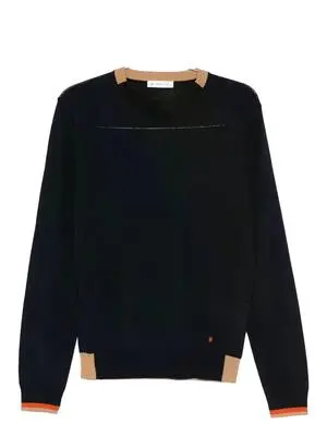 MANUEL RITZ Contrast-trim Wool-blend Sweater - Blue