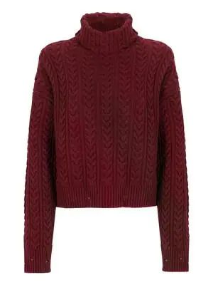 LANEUS Cable-Knit Turtleneck Sweater