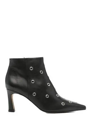 ANGEL ALARCON 65mm Eyelet-detail Pointed-toe Boots - Black