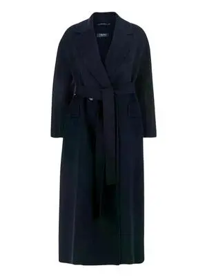 Max Mara Belted Double-breasted Coat - Blue