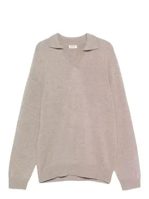 Soft Goat Polo-collar Sweater - Neutrals