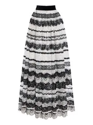 Carolina Herrera Lace Maxi Skirt - Black,white