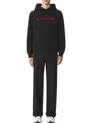 LANVIN Embroidered Cotton Hoodie - Black