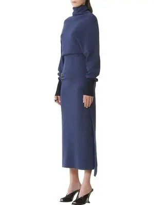 LANVIN Wool And Cashmere Midi Dress - Indigo