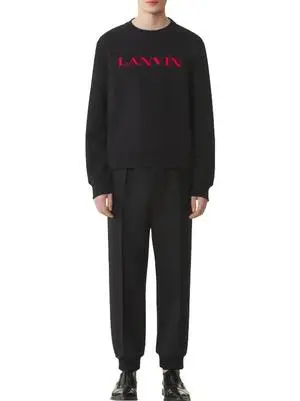 LANVIN Embroidered Cotton Fleece Sweatshirt - Black