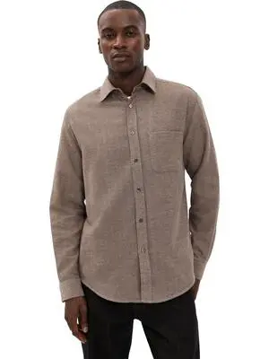 Portuguese Flannel Espiga Cotton Button Down Shirt - Brown